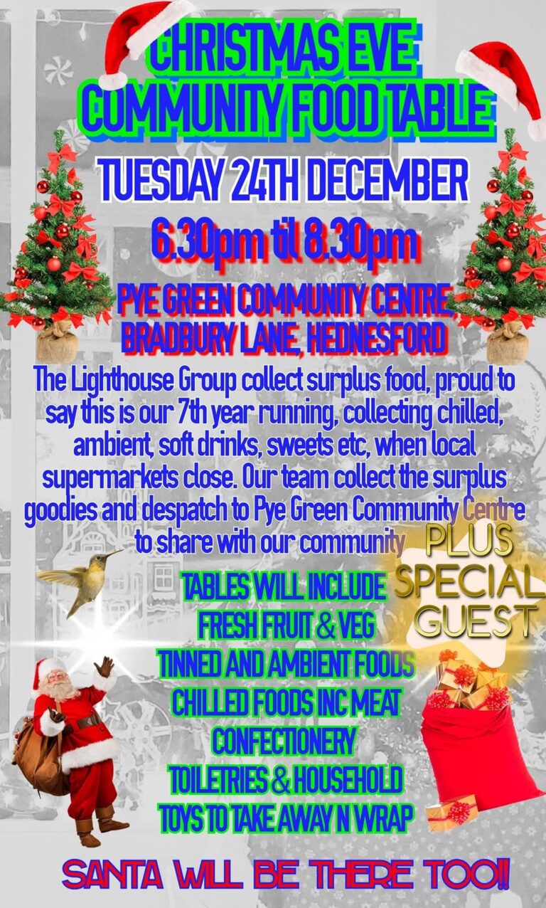 Christmas Eve Community Food Table at Pye Green Community Centre ...